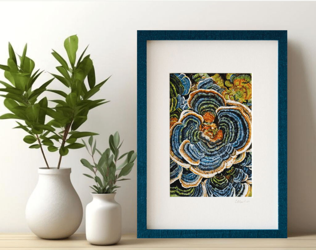 Blue turkey tail mushroom Print