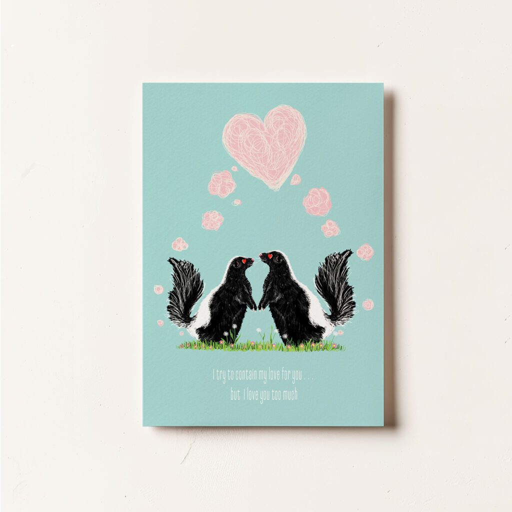 Valentine's Day/Love Skunks A6 Card.